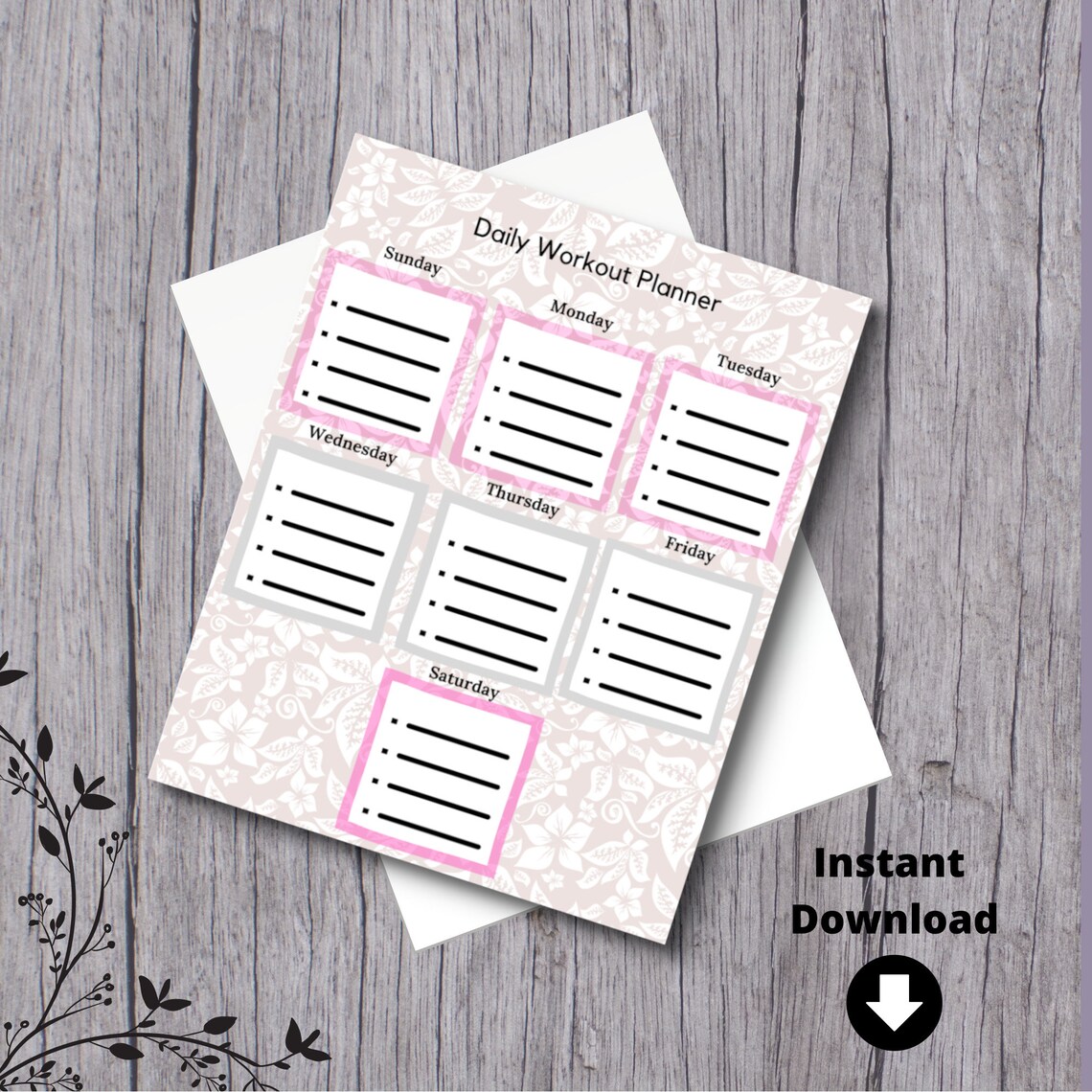 PRINTABLE Daily Workout Planner, Simple Exercise, Exercise Planner ...