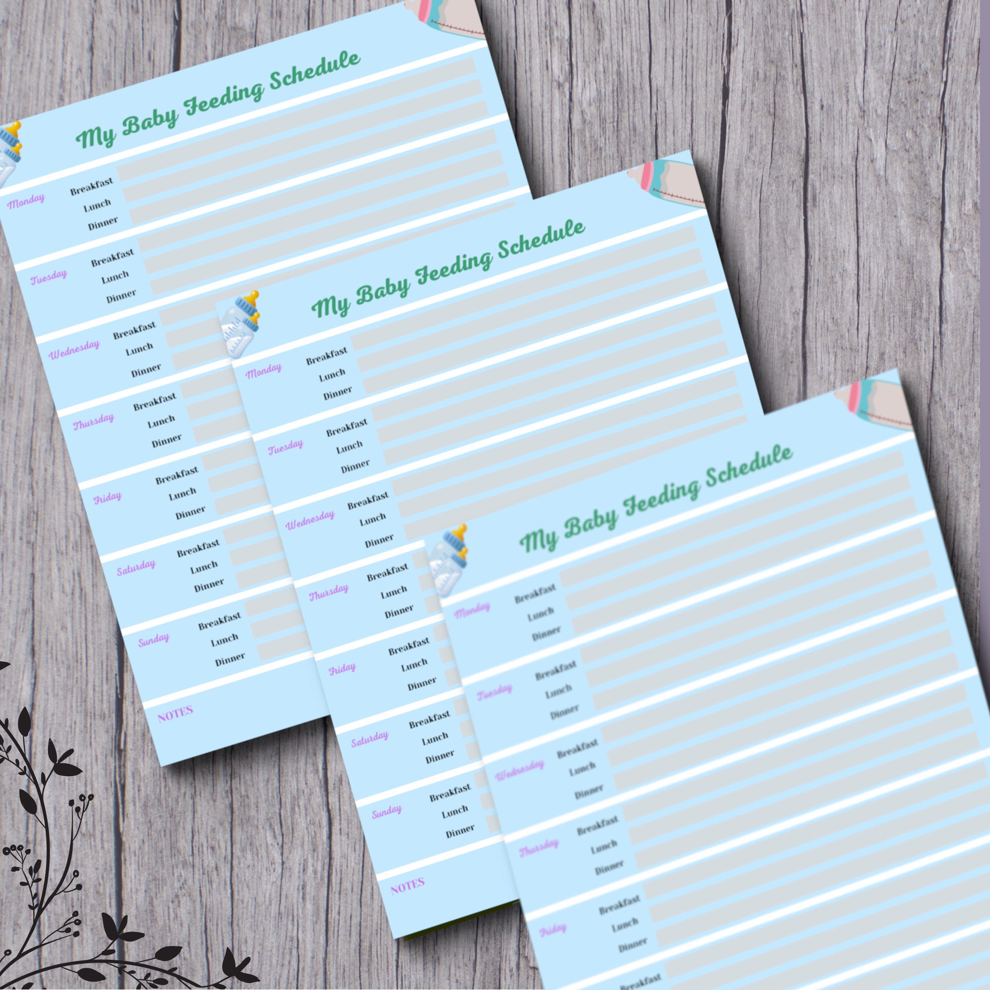 PRINTABLE My Baby Feeding Schedule, Feeding Tracker, Infant Log ...