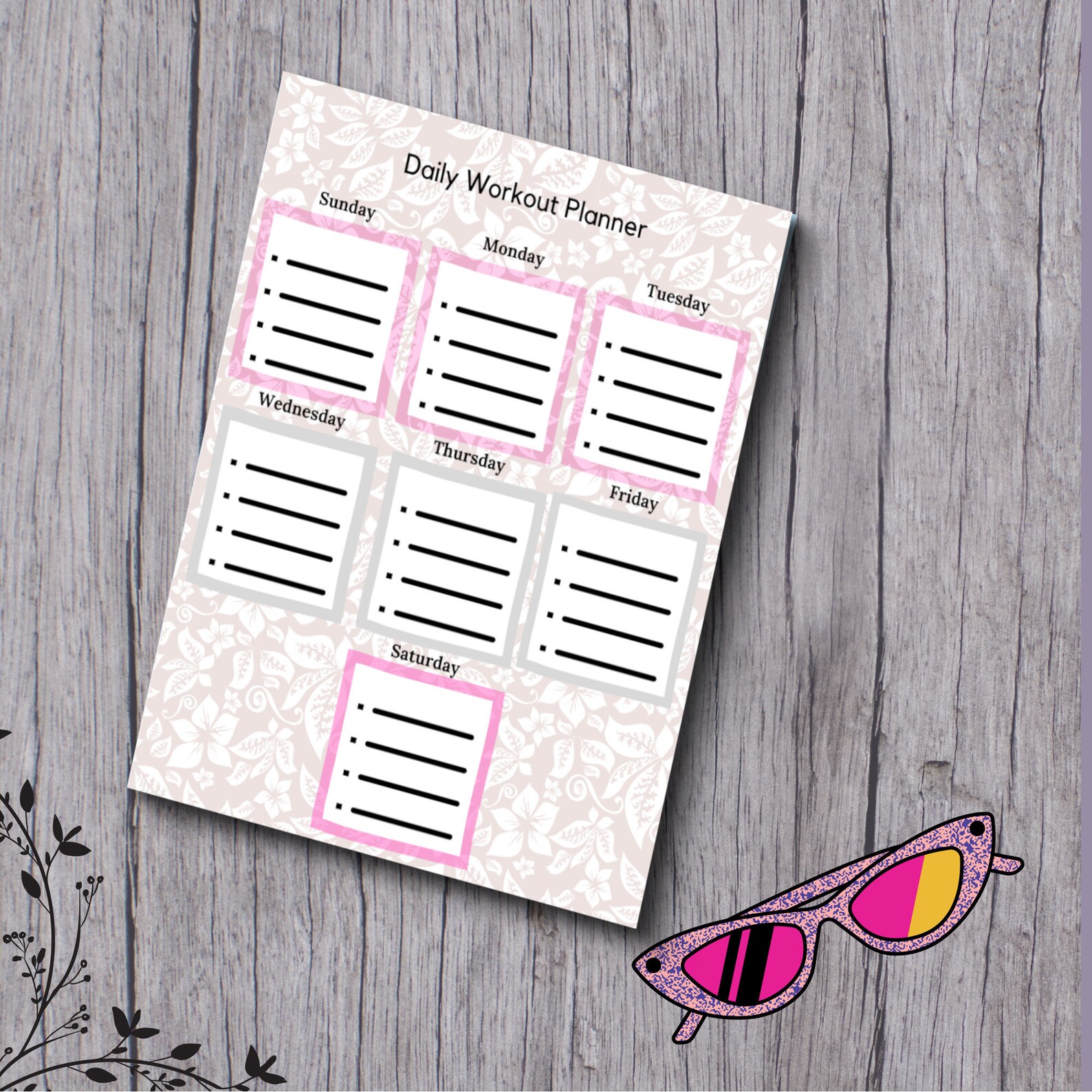 PRINTABLE Daily Workout Planner, Simple Exercise, Exercise Planner ...