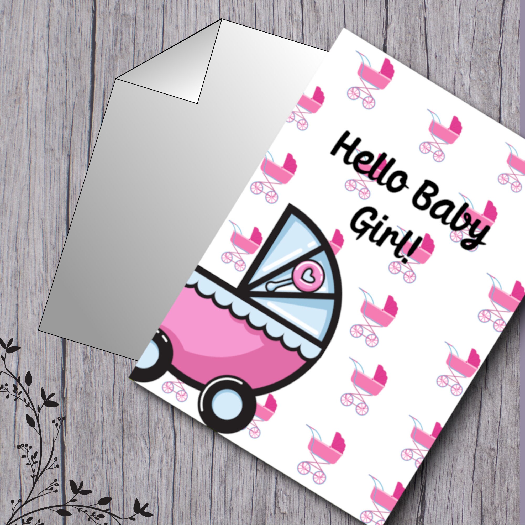 PRINTABLE Hello Baby Girl Card 5x 7, New Daughter Card, New Baby Girl ...