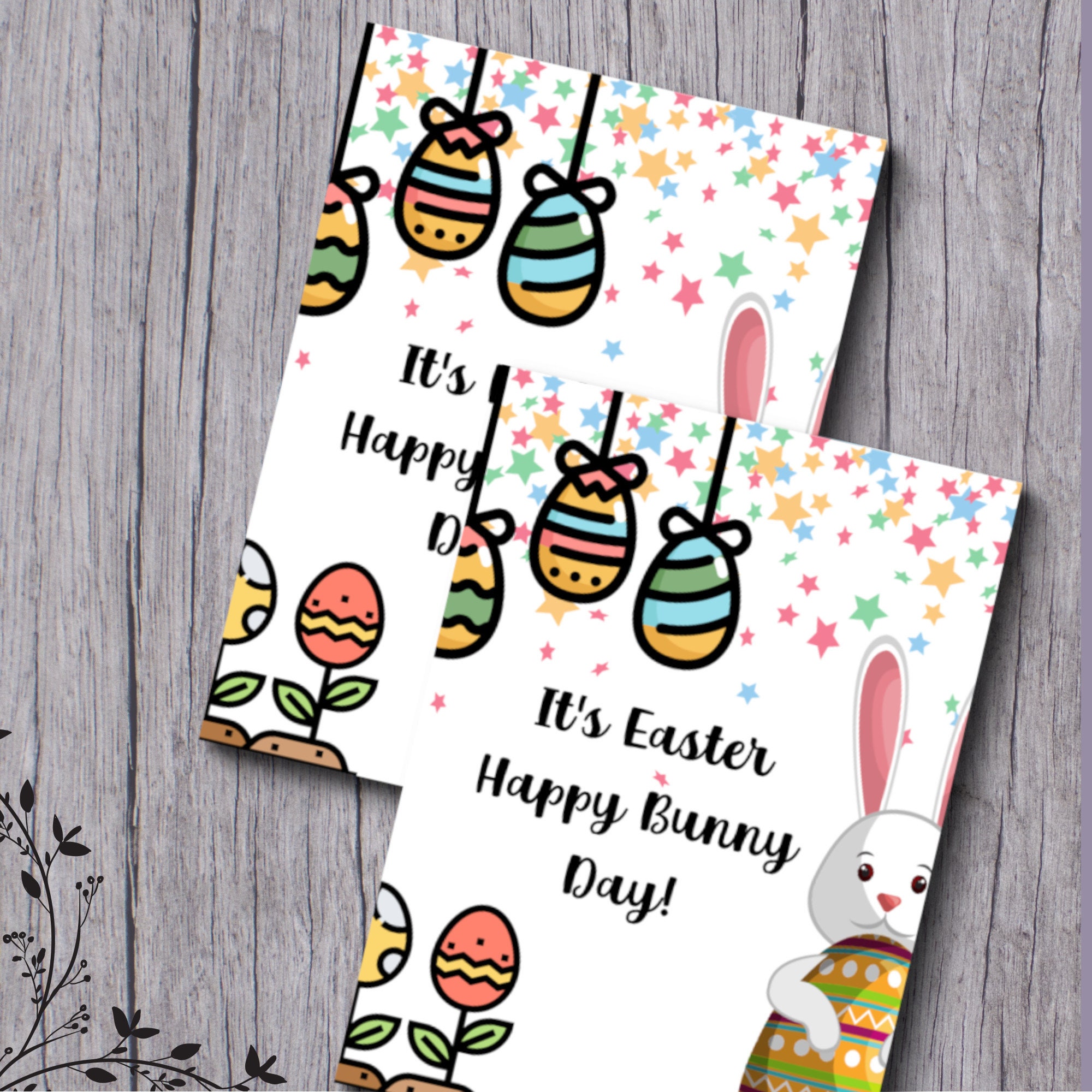 PRINTABLE 5x 7 It's Easter Happy Bunny Day Card, Easter Bunny Card ...