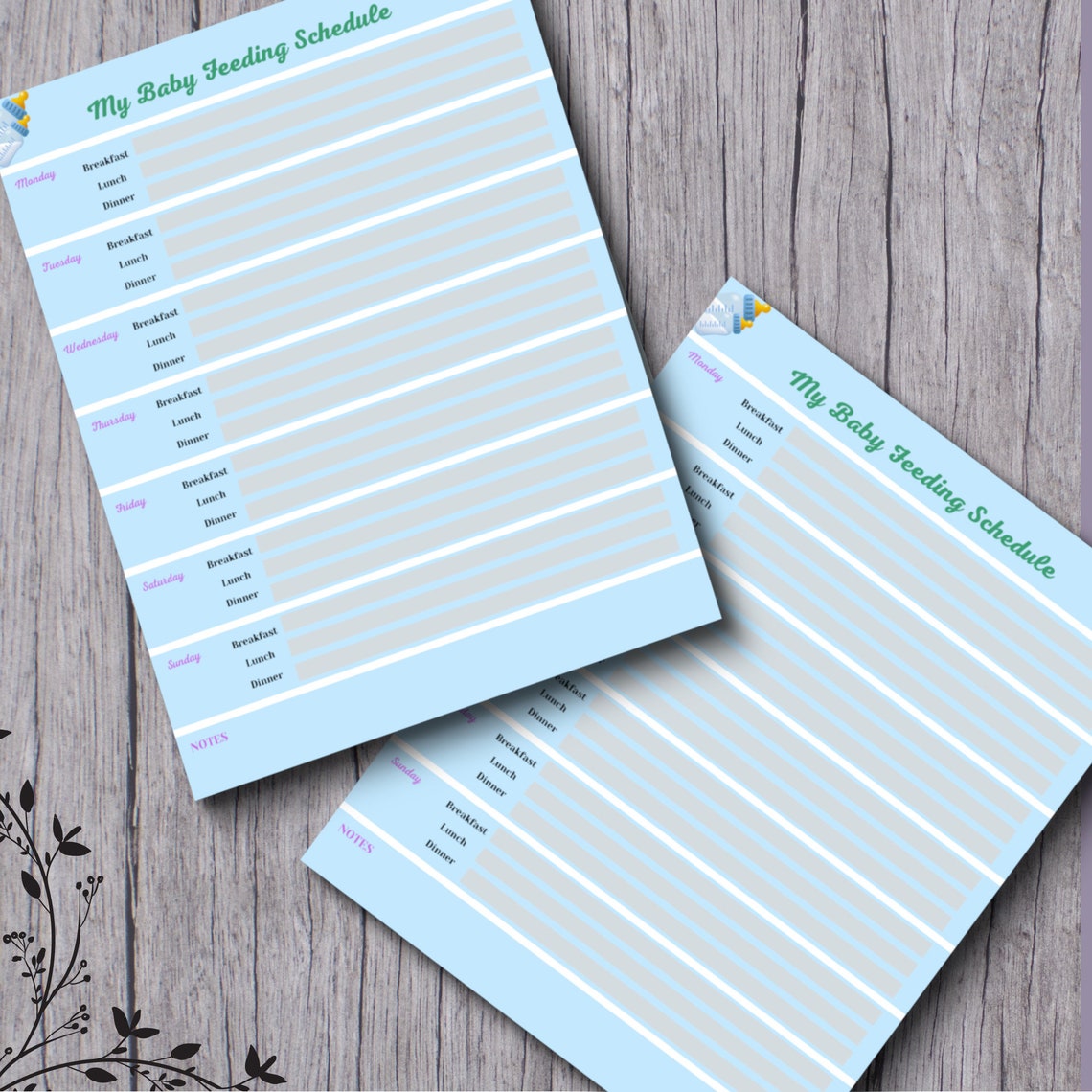 PRINTABLE My Baby Feeding Schedule, Feeding Tracker, Infant Log ...