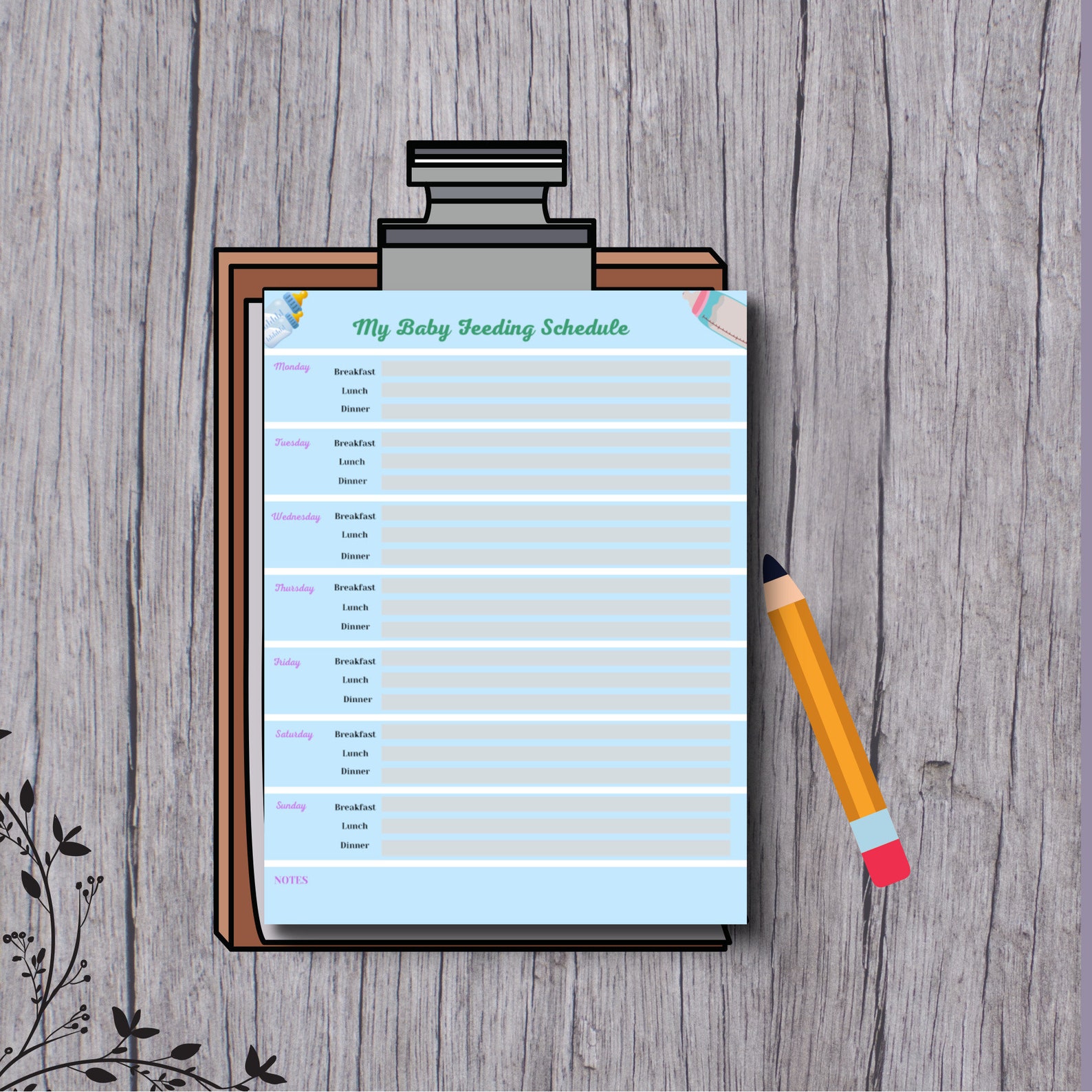 PRINTABLE My Baby Feeding Schedule, Feeding Tracker, Infant Log ...