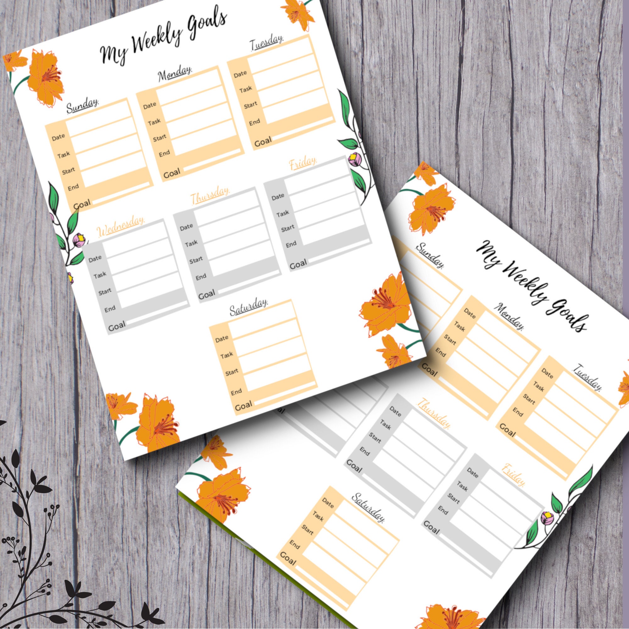 PRINTABLE My Weekly Goals, Daily Agenda, Personal Goals, Action Planner ...