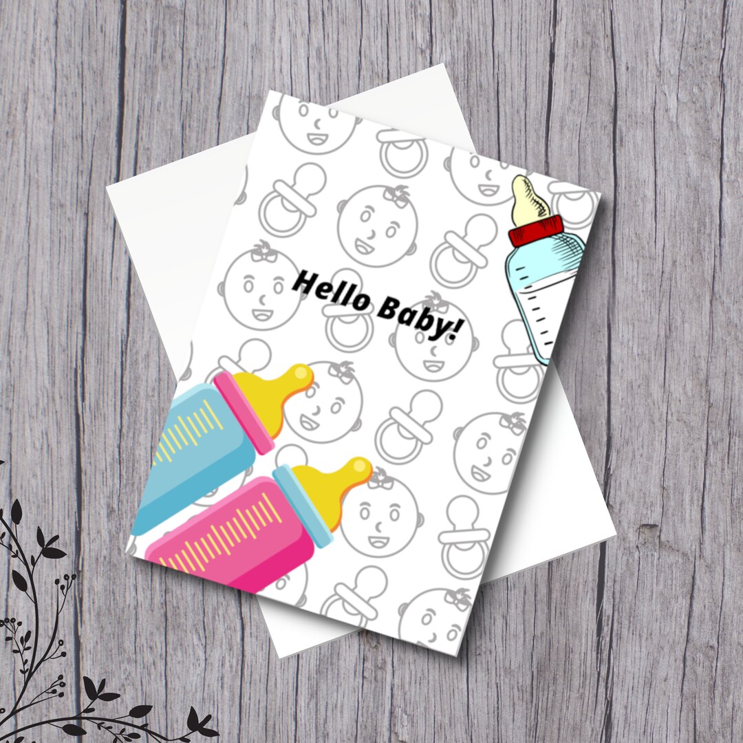 PRINTABLE Hello Baby Card 5x 7 New Arrival Card - Etsy