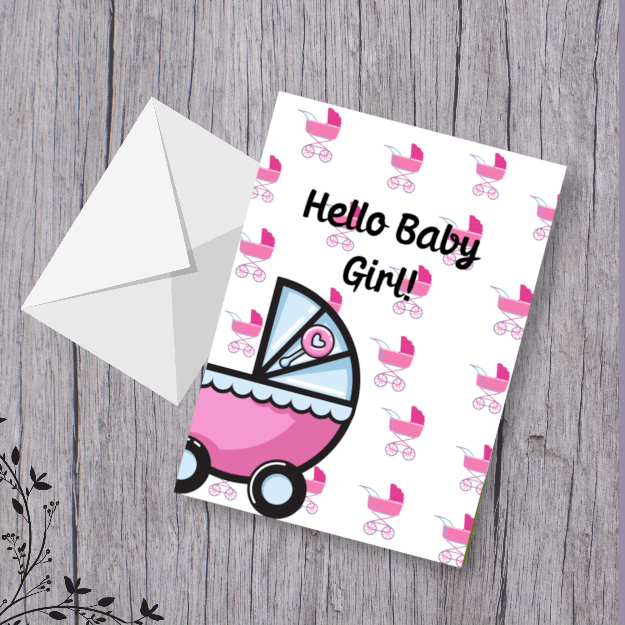 PRINTABLE Hello Baby Girl Card 5x 7, New Daughter Card, New Baby Girl ...