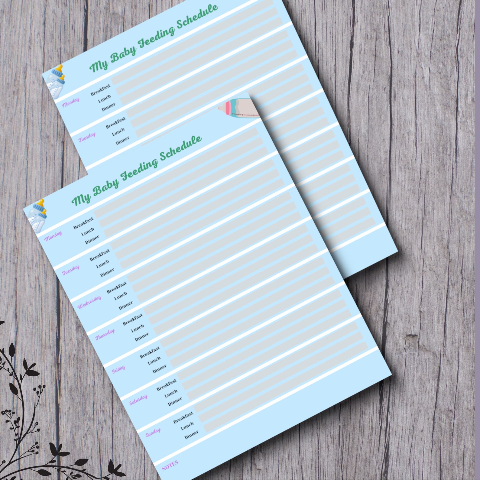 PRINTABLE My Baby Feeding Schedule, Feeding Tracker, Infant Log ...