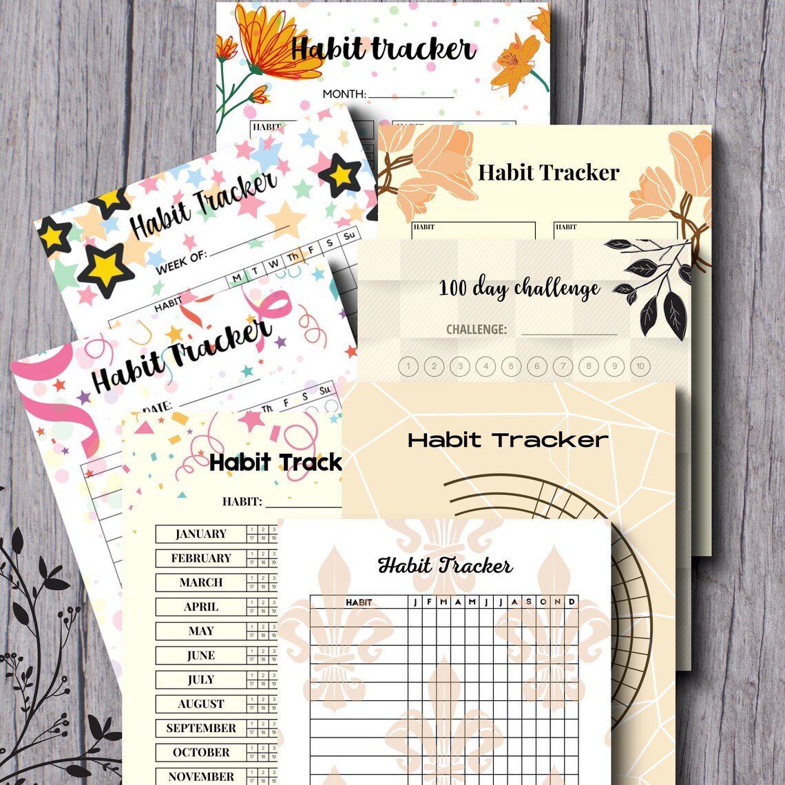 PRINTABLE Habit Tracker Bundle 8.5x 11, A4, Habit Journal, Monthly ...