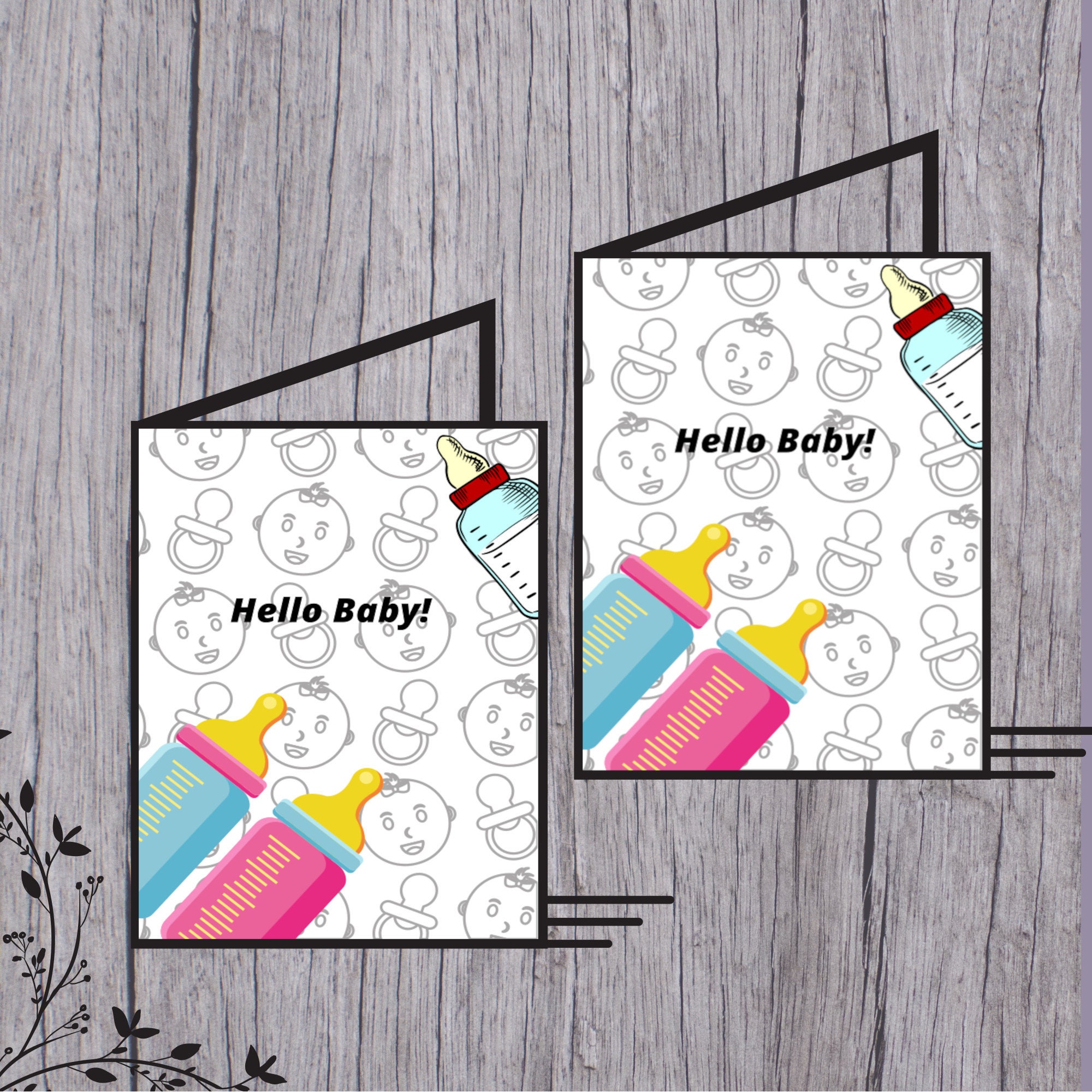 PRINTABLE Hello Baby Card 5x 7 New Arrival Card - Etsy UK