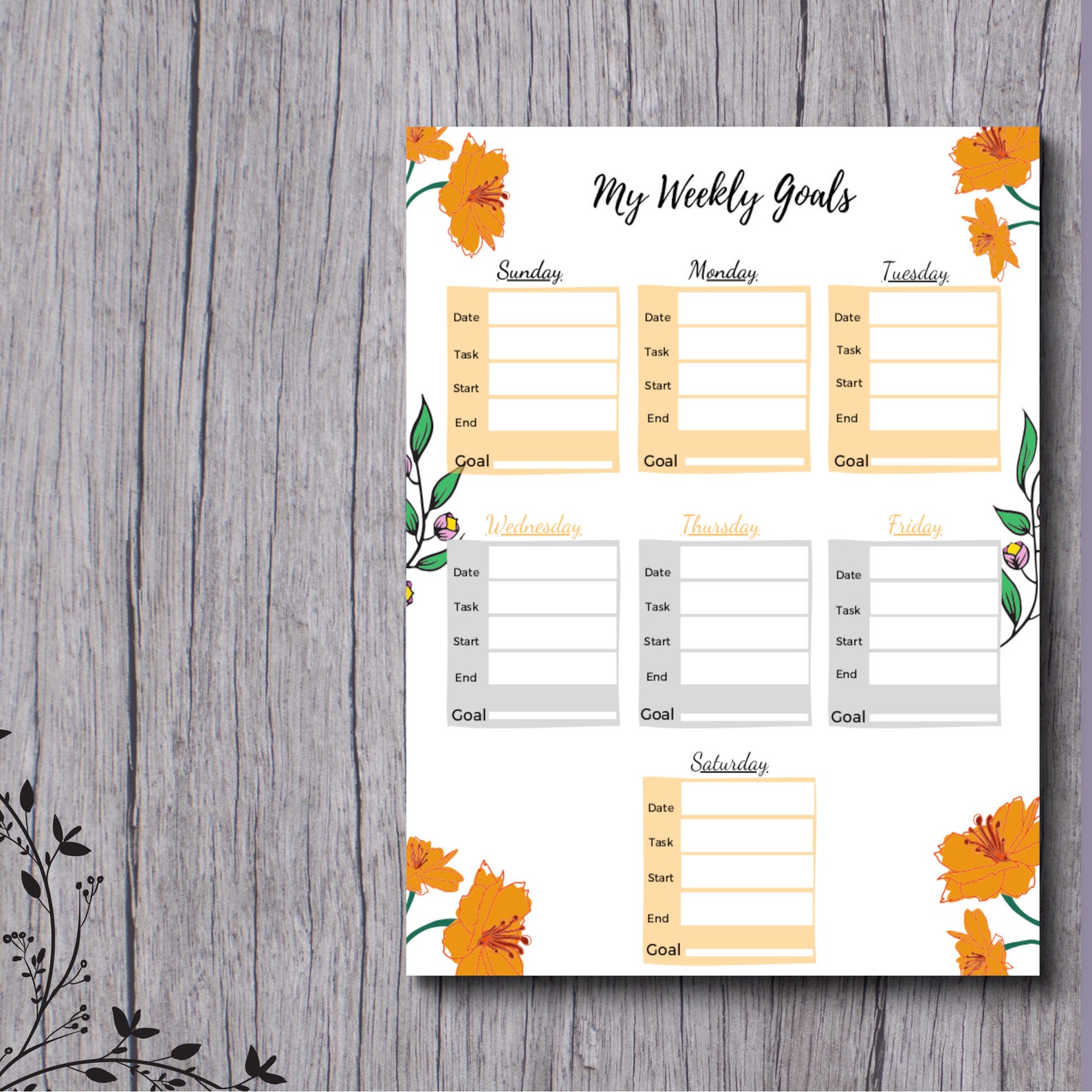 PRINTABLE My Weekly Goals, Daily Agenda, Personal Goals, Action Planner ...
