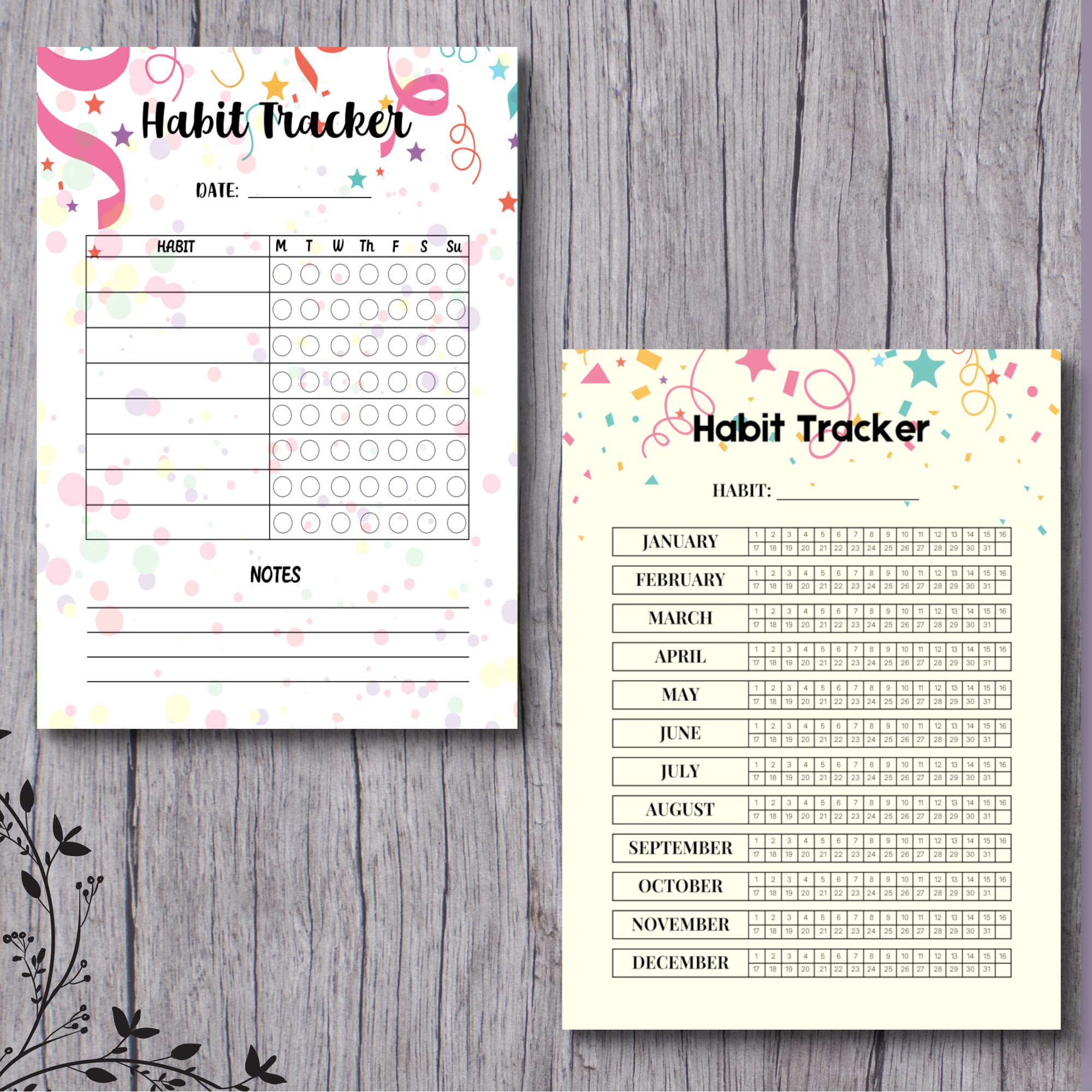 PRINTABLE Habit Tracker Bundle 8.5x 11, A4, Habit Journal, Monthly ...