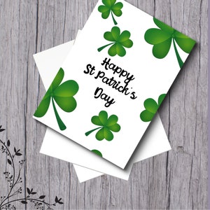DOWNLOADABLE 5x 7 St Patrick's Day Card, Shamrocks, Four Leaf Clover ...