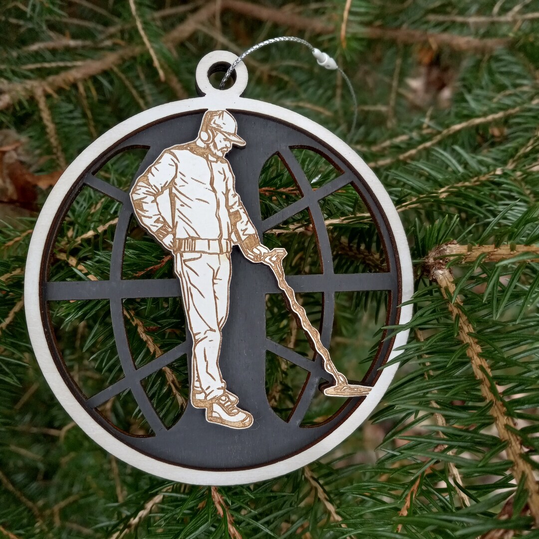 Laser Cut Wood Metal Detecting Christmas Ornament - Etsy