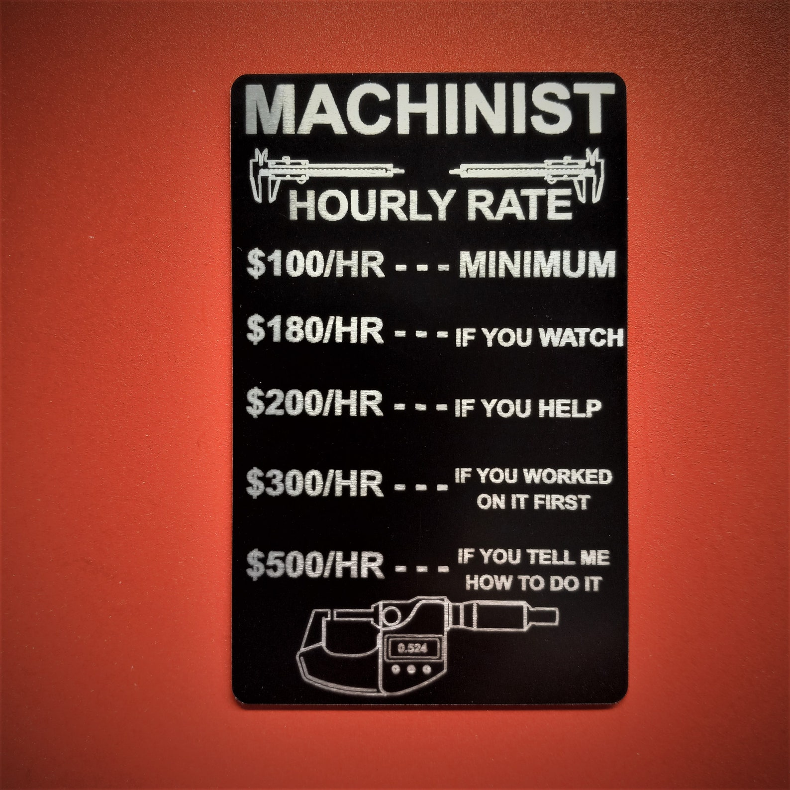 Machinist Hourly Rate Funny Magnetic Sign, Aluminum Tool Box Decor - Etsy