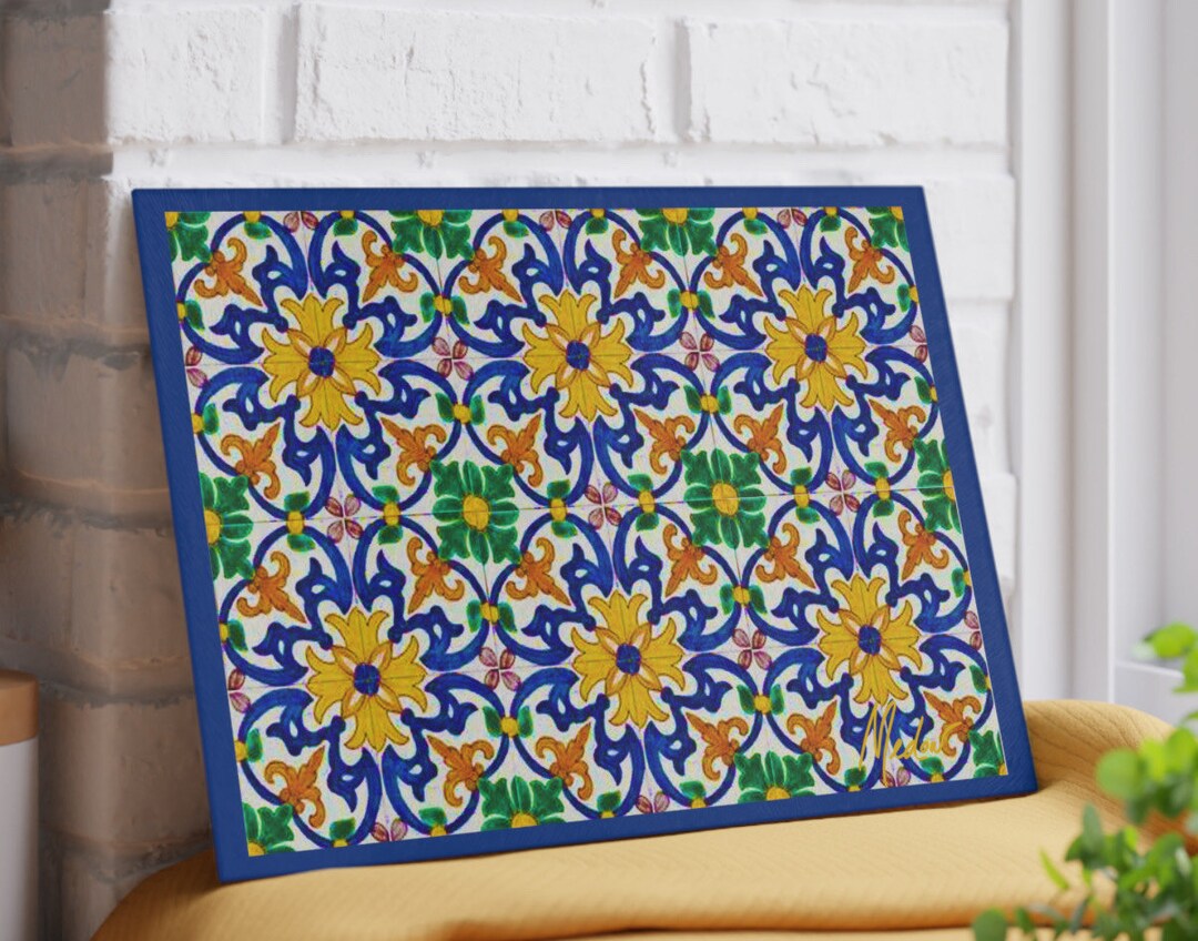 Portuguese Tiles Cutting Board, Brazilian Tile Design Platter, Cut ...