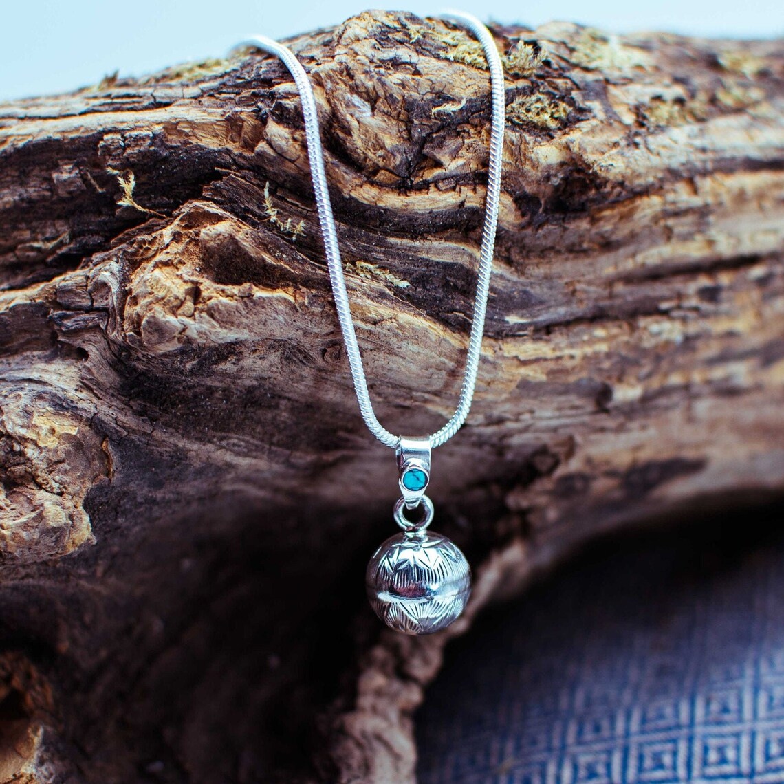 Silver Ball Pendant / Sound Ball / Angel Caller With Gemstone - Etsy