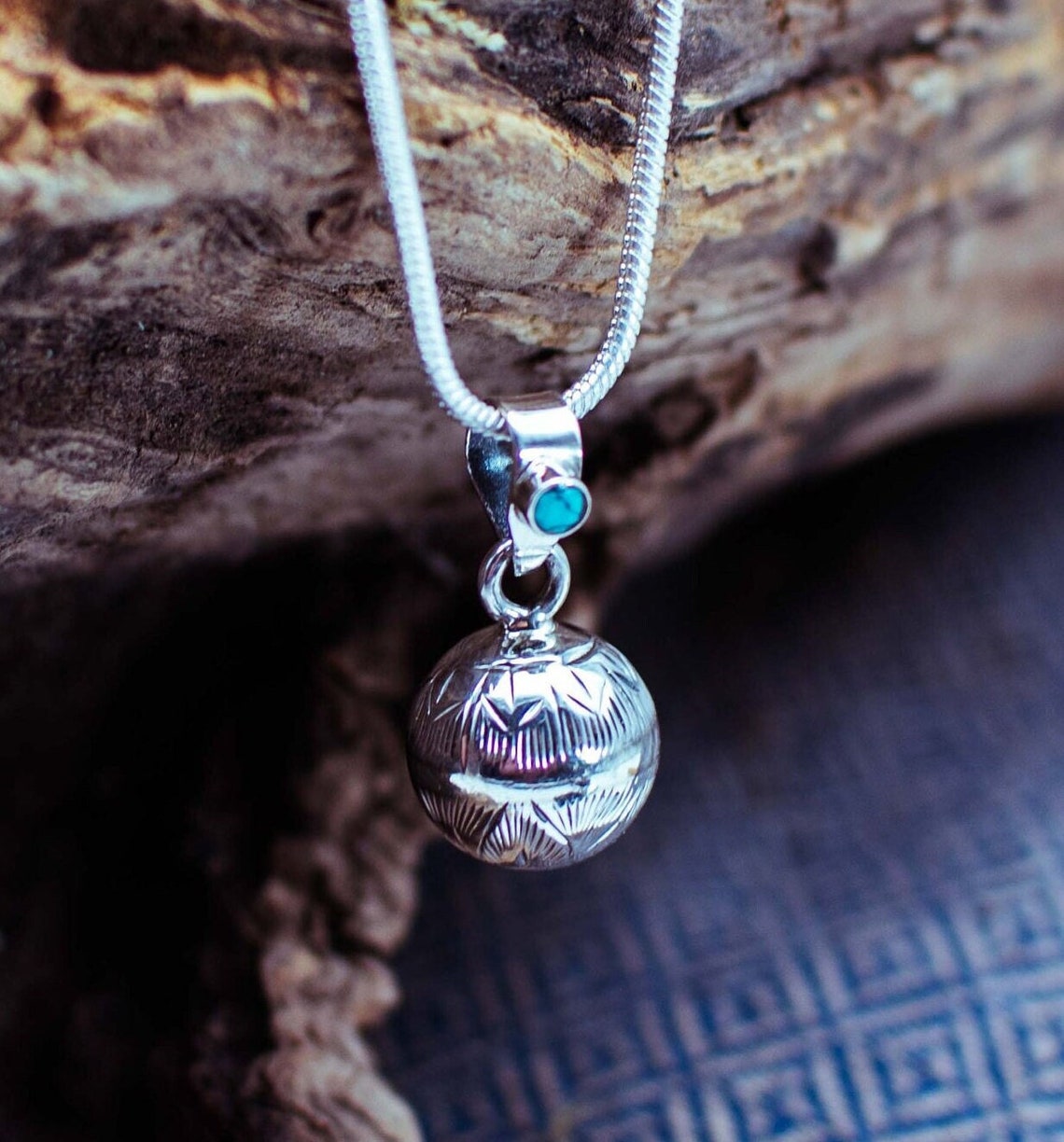 Silver Ball Pendant / Sound Ball / Angel Caller With Gemstone - Etsy
