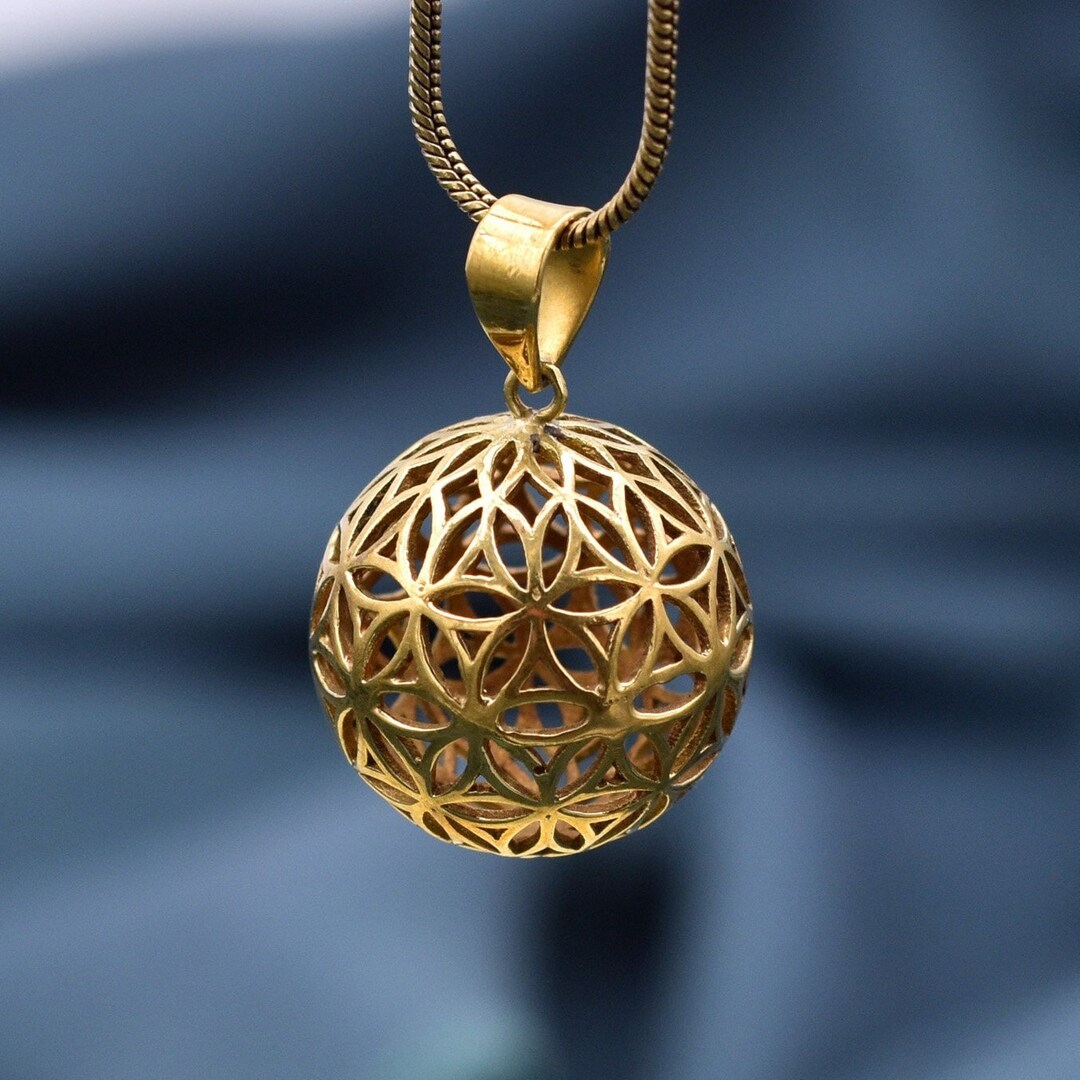 Flower of Life Ball Pendant "frida" Made of Brass - Etsy