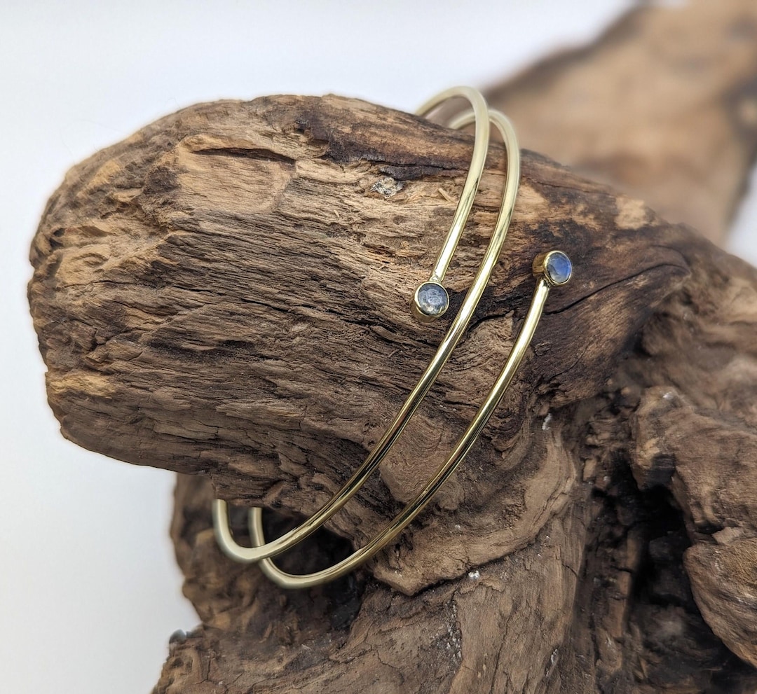 Upper Arm Bangle “LUNA” in Gold With Gemstone | Adjustable Bangle With ...