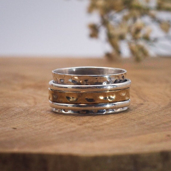 Wish Ring oro With Three Rotating Rings Made of 925 Sterling Silver Etsy