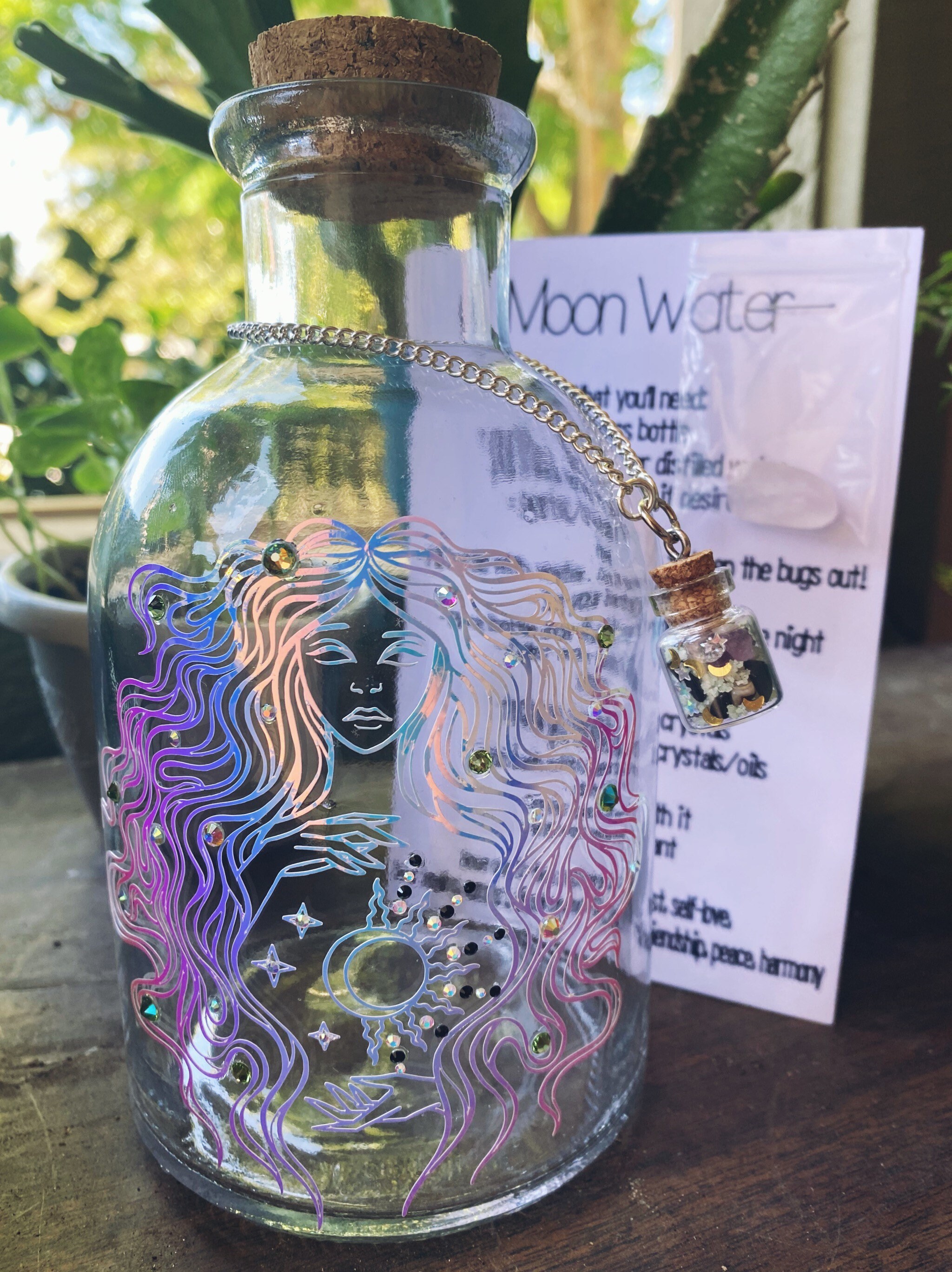 Buy Moon Water Jar With Cork and Crystal Moon Water Bottle Kit Online ...