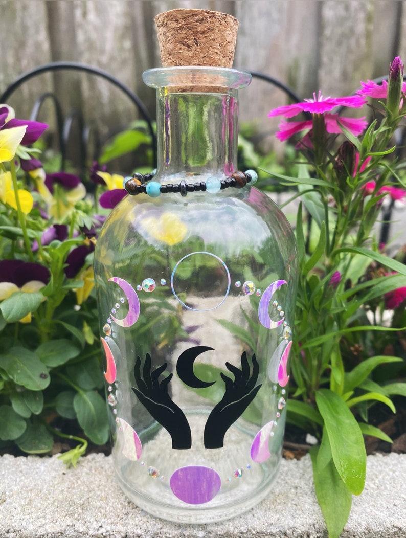 Moon Water Jar With Cork and Crystal Moon Water Bottle Kit | Etsy