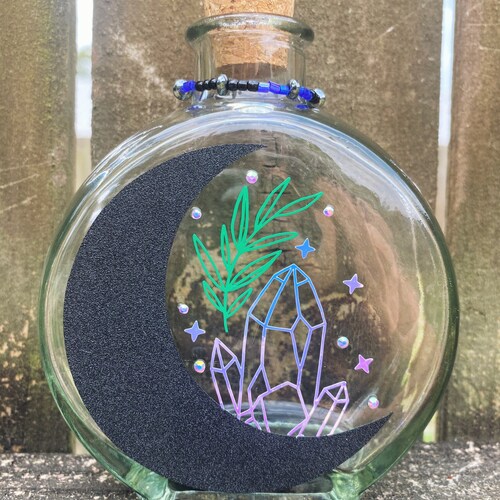 Moon Water Jar With Cork and Crystal Moon Water Bottle Kit | Etsy