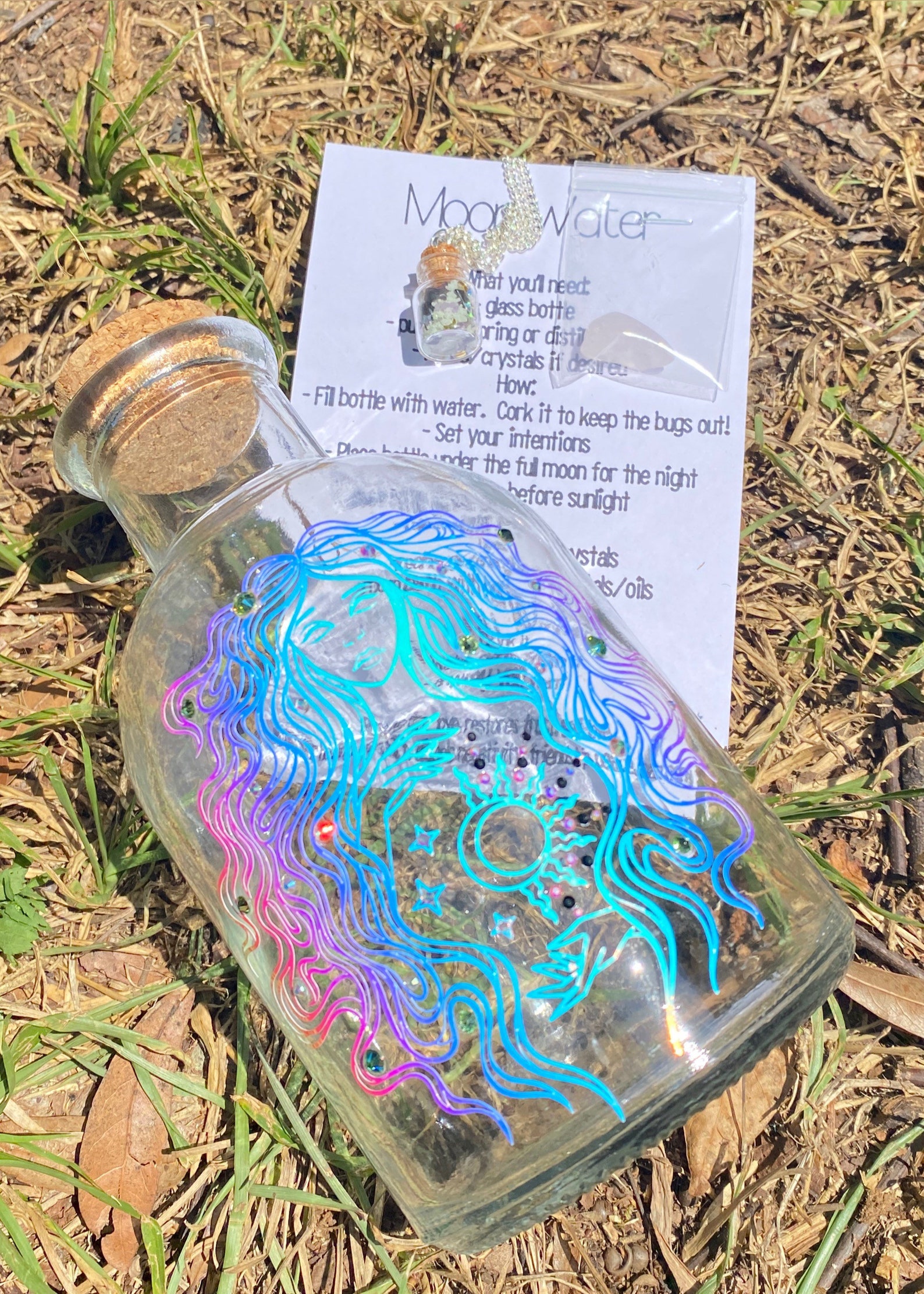 Moon Water Jar With Cork and Crystal Moon Water Bottle Kit - Etsy