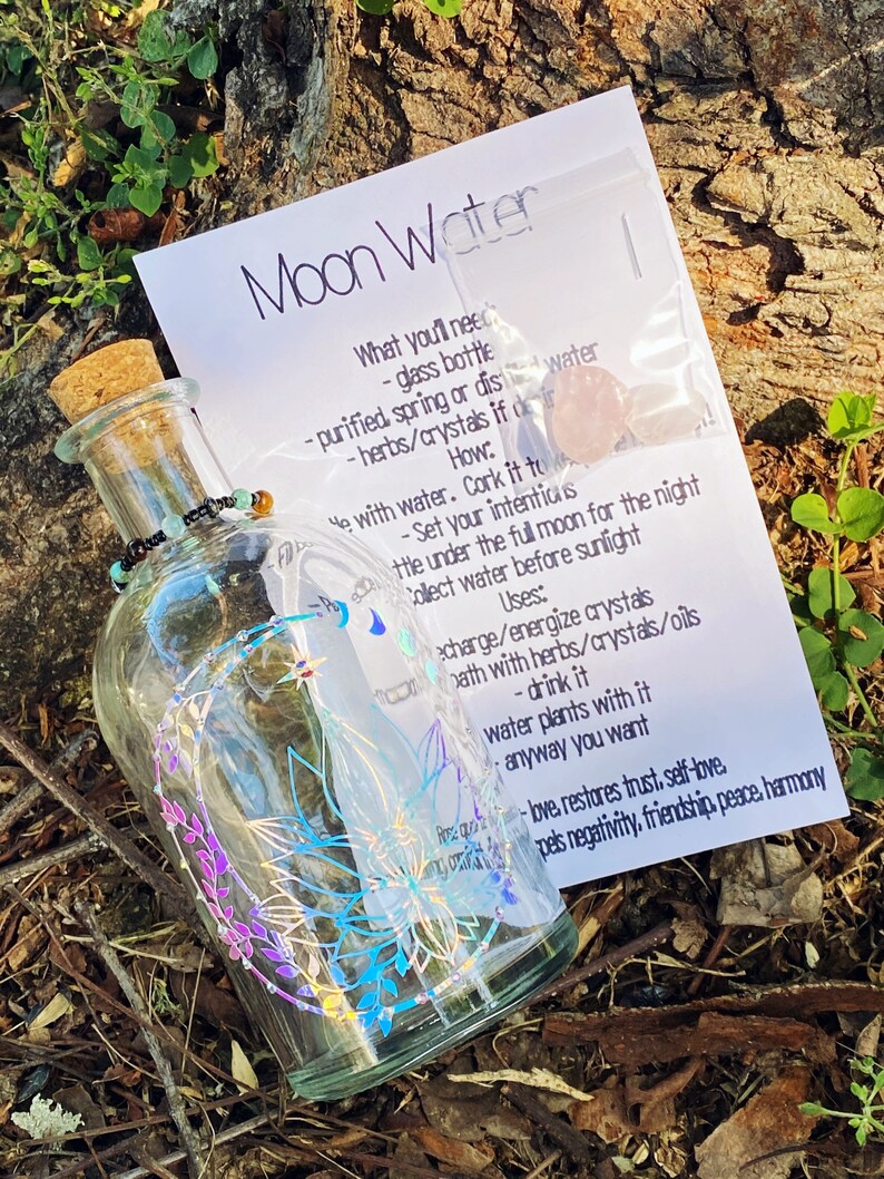 Moon Water Jar With Cork and Crystal Moon Water Bottle Kit - Etsy