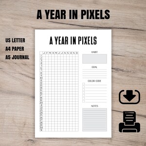 A Year in Pixels Printable Tracker, Habit Tracking Template, Activity ...