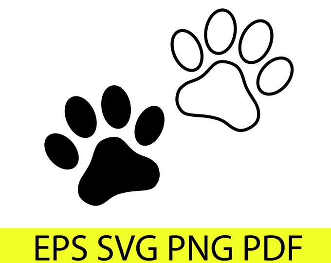 Paw Print Solid and Outline Digital Download Svg Png Pdf Eps Digital ...