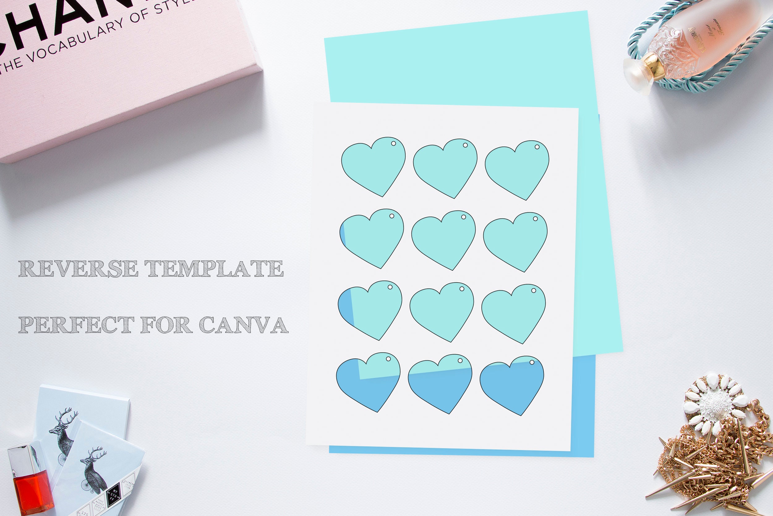 Printable Heart Tag Template / Digital Tag Templett- 2"x2" Blank Gift ...