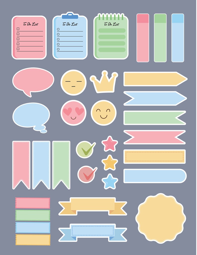 Pastel Digital Journal Stickers - Png Downloadable Stickers - Daily ...