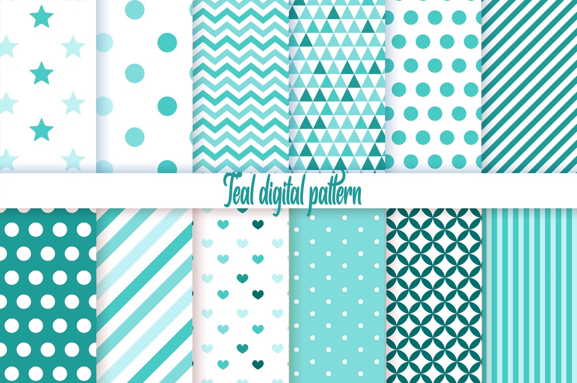 Teal Digital Paper Pack Teal Downloadable Scrapbook Paper - Etsy