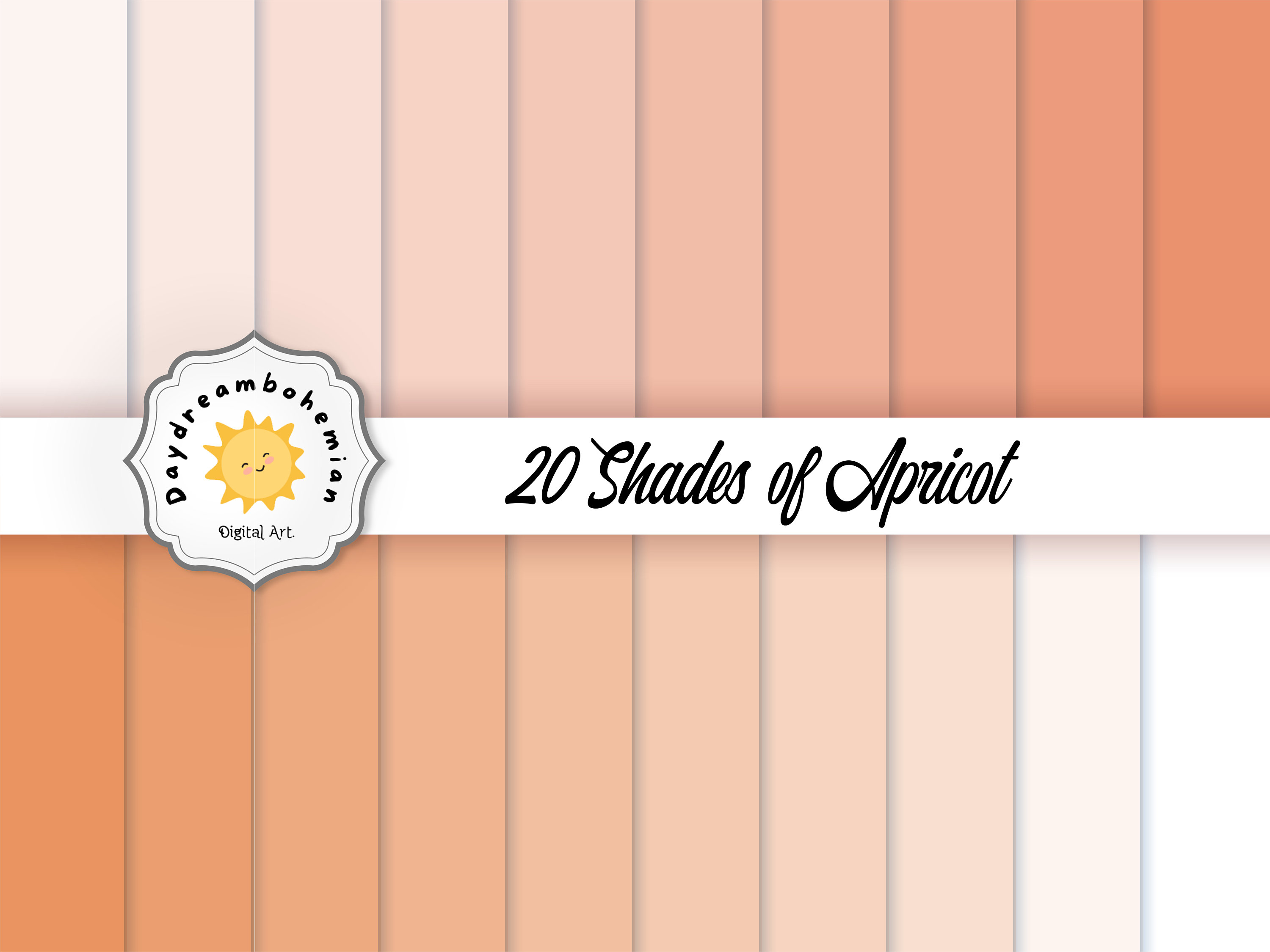 Solid Apricot Crush Color Digital Paper - 20 Different Shades of ...