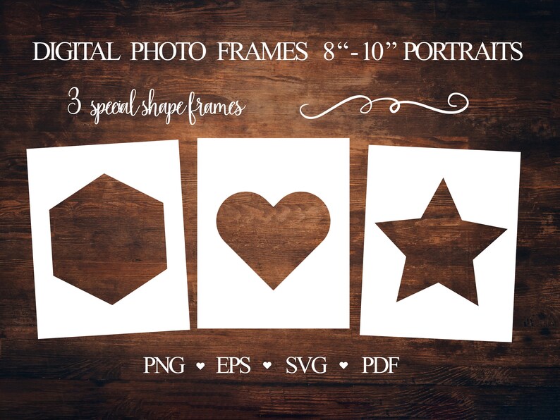 8x10" Frame PNG and SVG Set: Photo Collage Frames for Portraits ...
