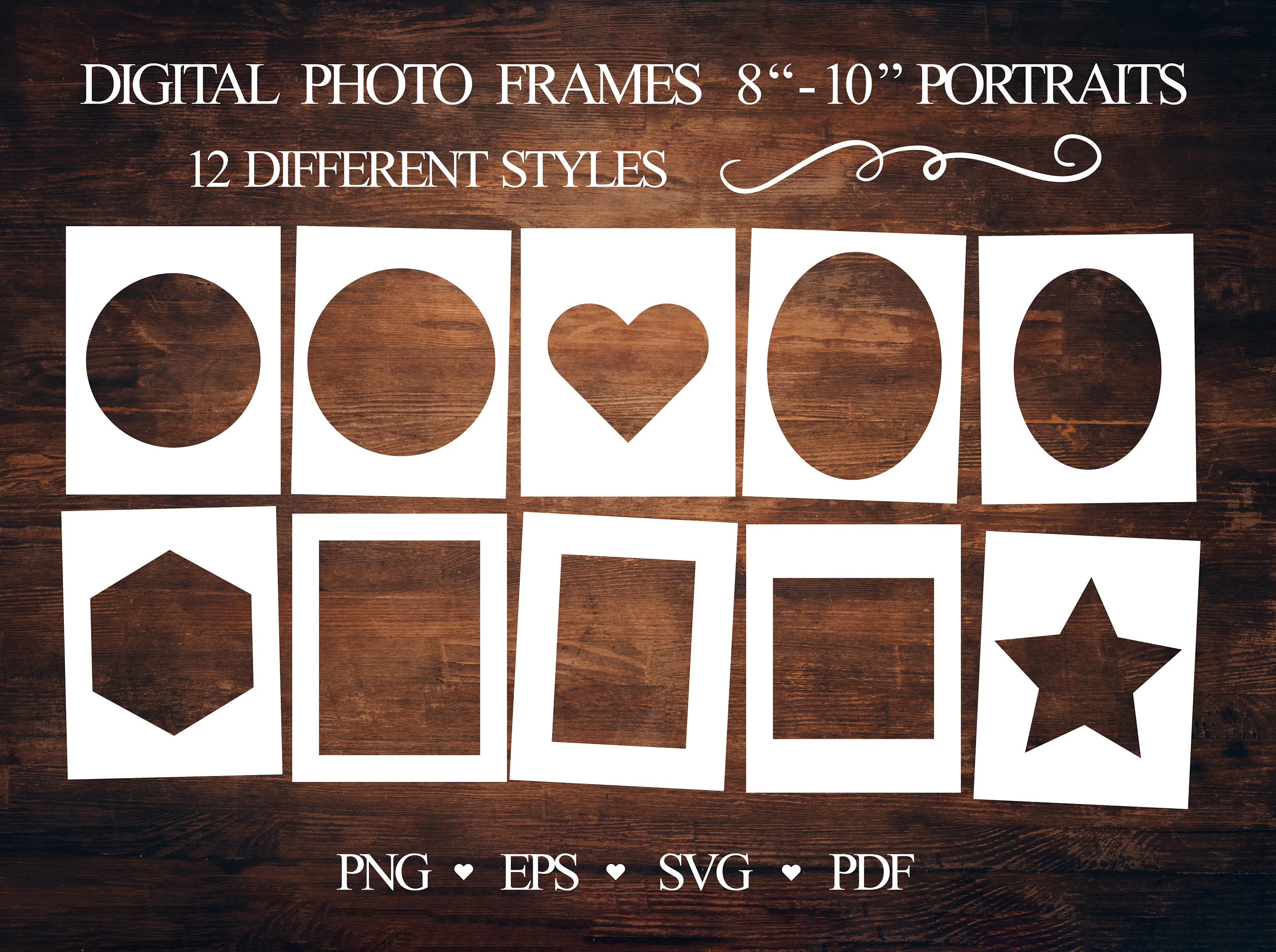 8x10" Frame PNG and SVG Set: Photo Collage Frames for Portraits ...