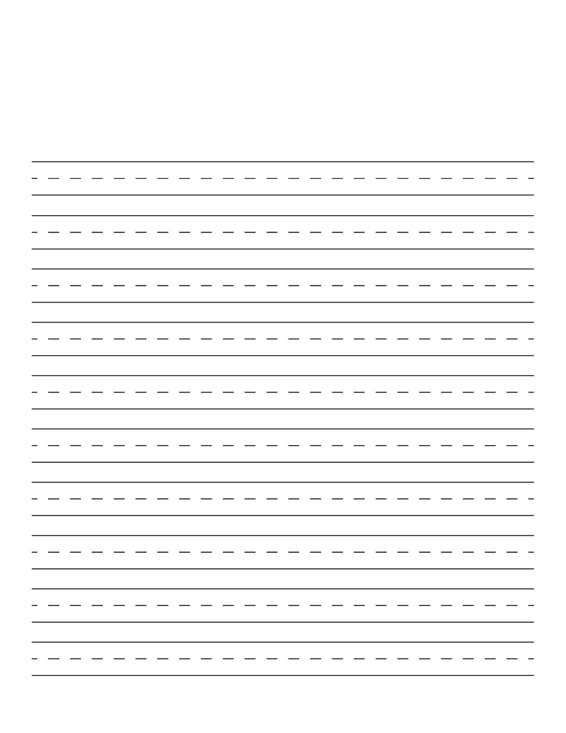 Broken Midline Kindergarten Handwriting Paper - Basic Black Solid and ...