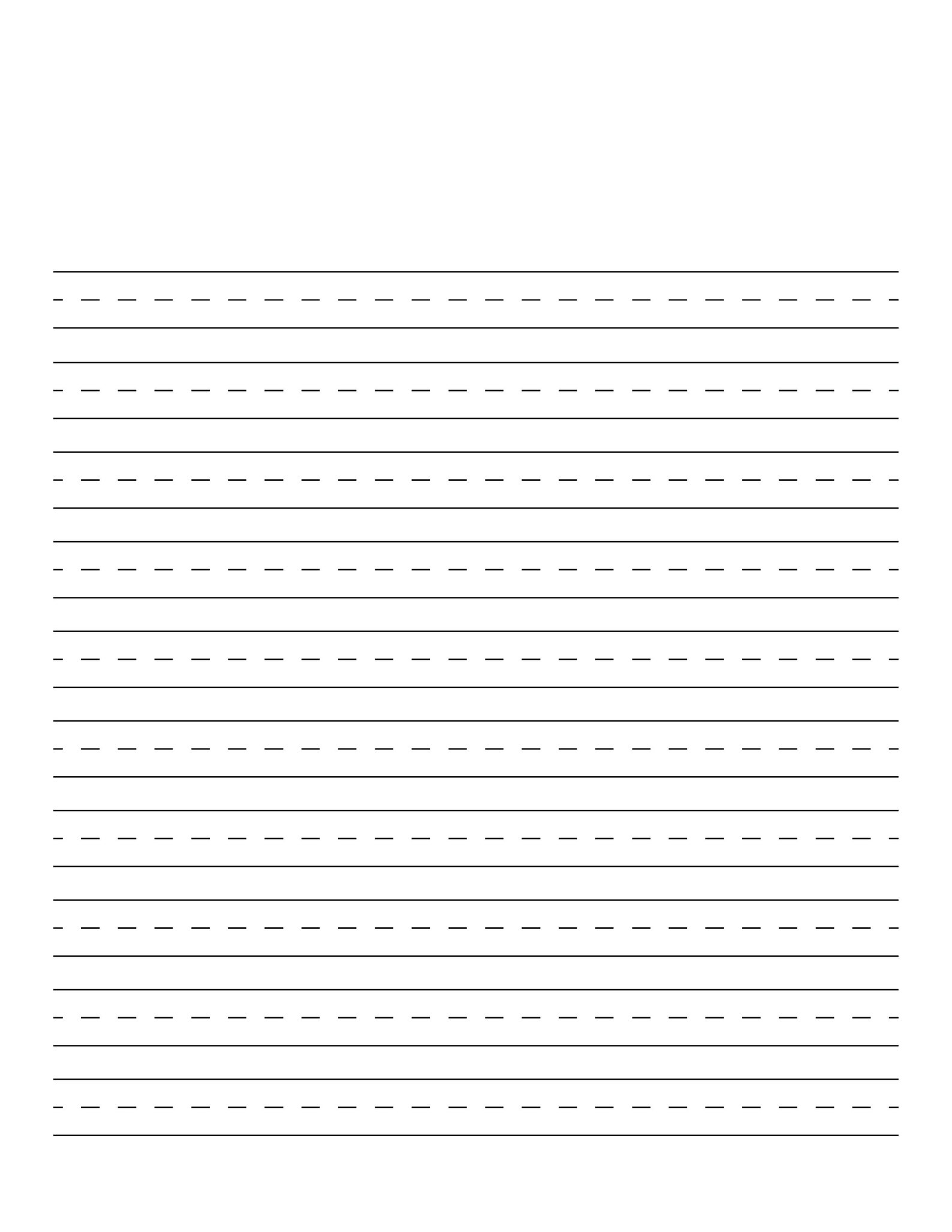 Broken Midline Kindergarten Handwriting Paper - Basic Black Solid and ...