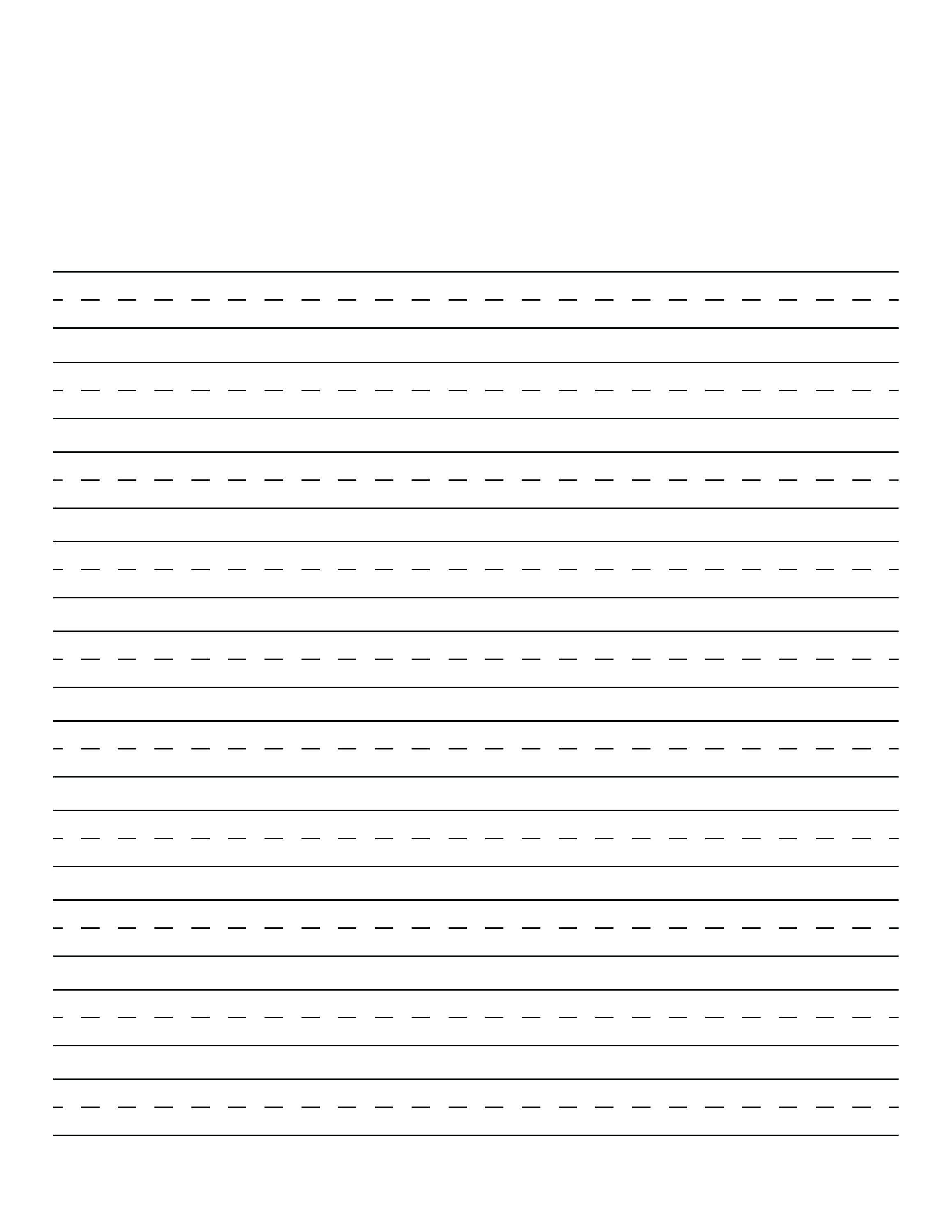 Broken Midline Kindergarten Handwriting Paper - Basic Black Solid and ...