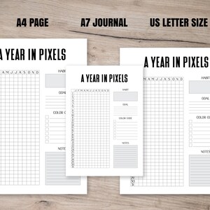 A Year in Pixels Printable Tracker, Habit Tracking Template, Activity ...