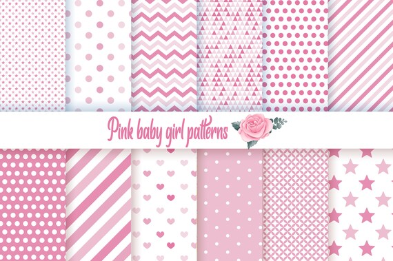 Pink Baby Girl Digital Papers Pink Baby Shower Digital Paper - Etsy