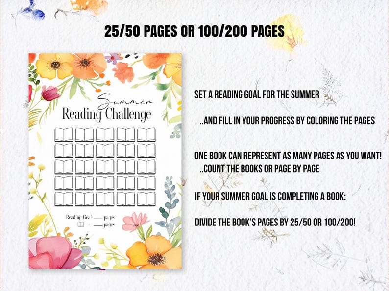 Summer Reading Challenge PRINTABLE, 100 & 25 Pages, Books Tracker, Book ...