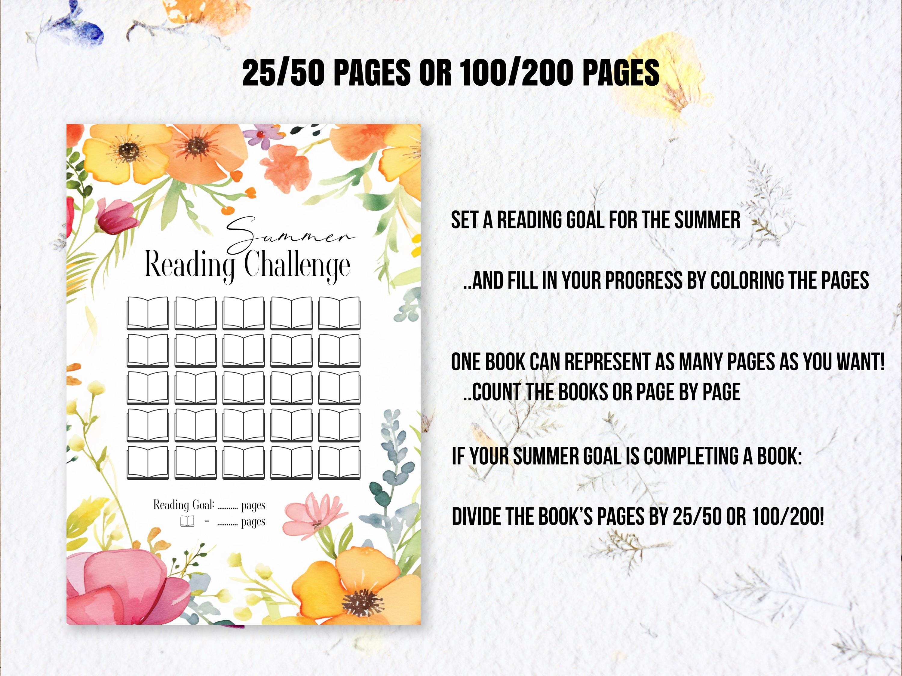 Summer Reading Challenge PRINTABLE, 100 & 25 Pages, Books Tracker, Book ...