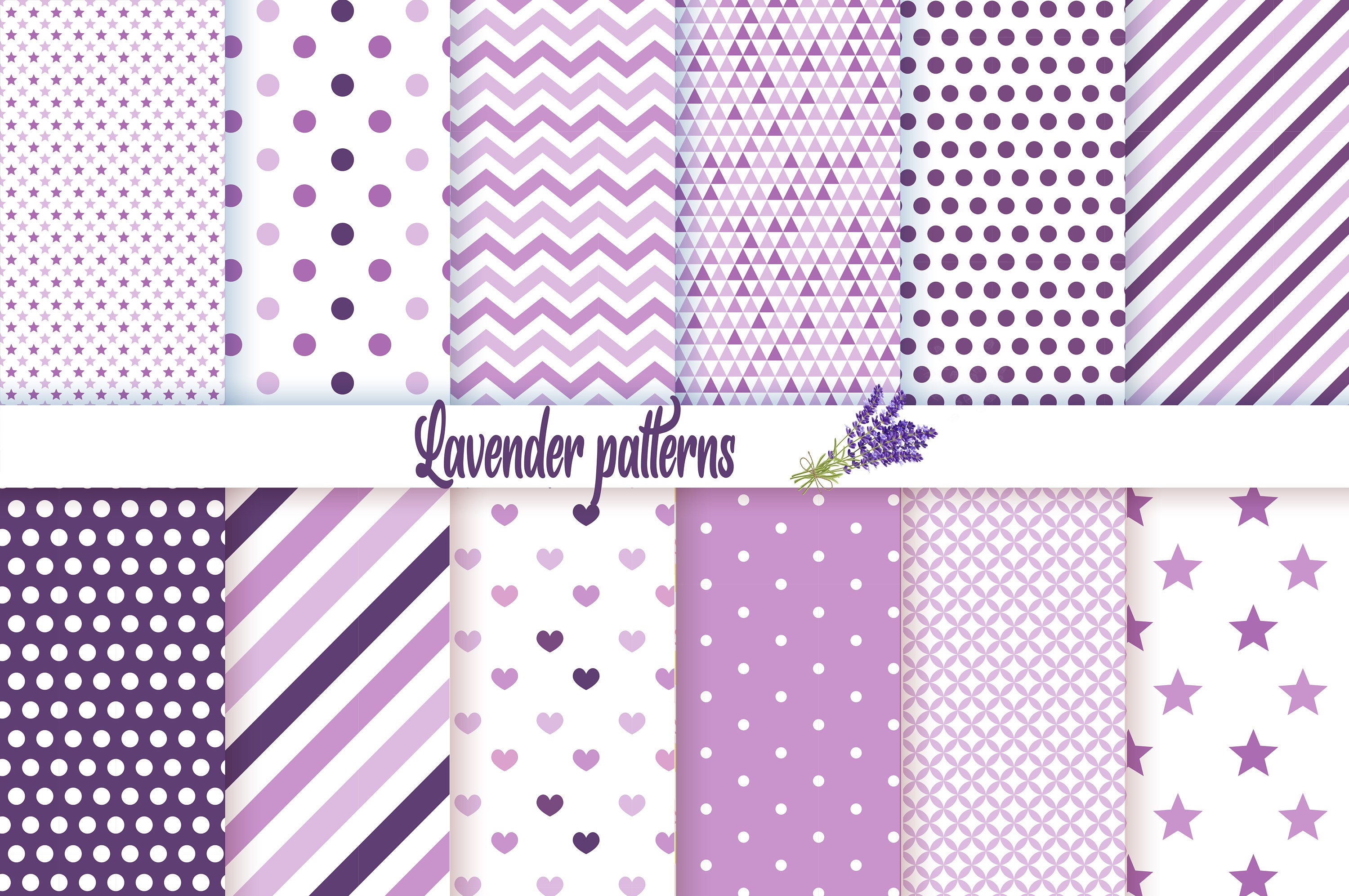 Purple Digital Papers, Lavender Color Digital Paper Pack, Digital ...