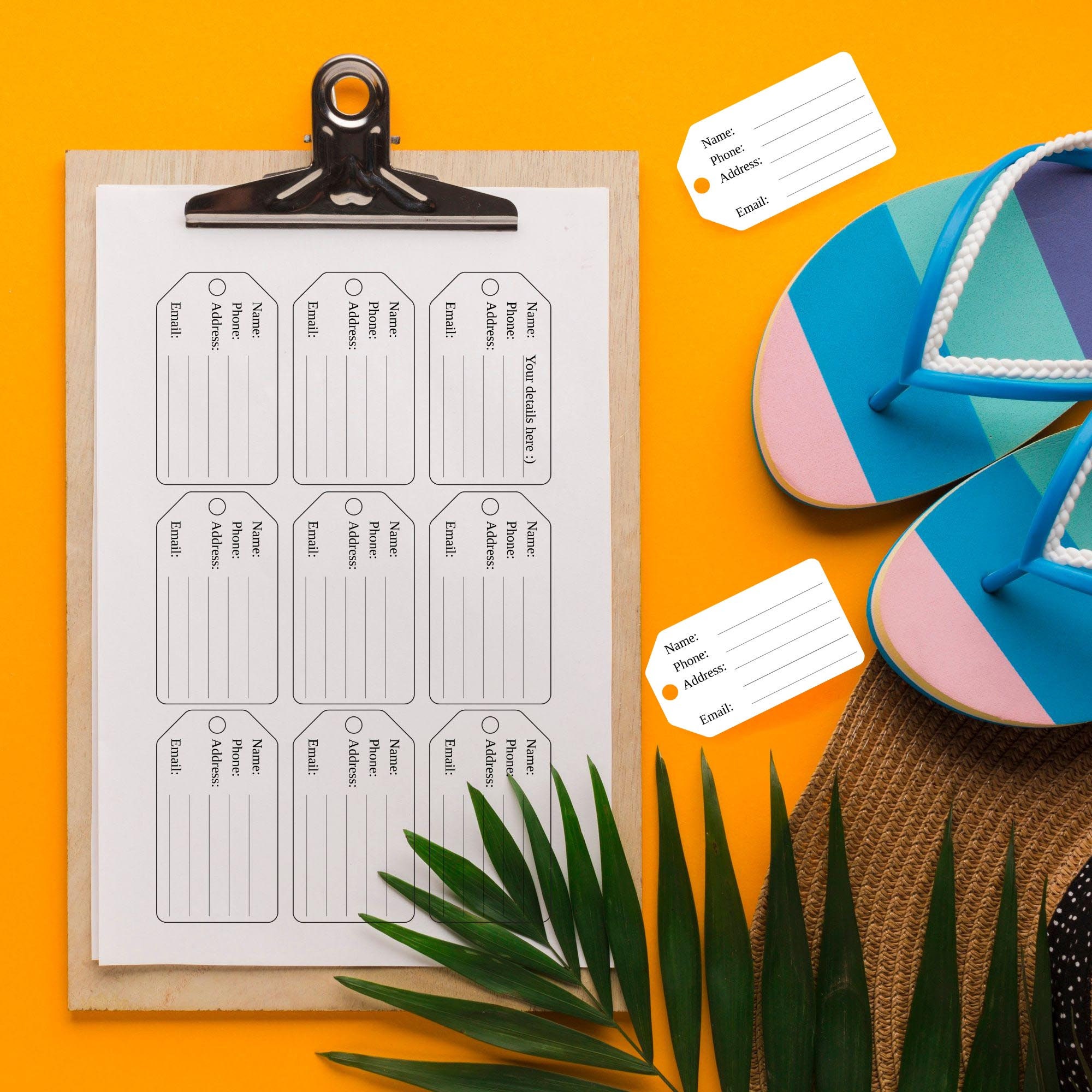 Personalized Luggage Tag Template - 2" X 3.5" Downloadable Tag - Print ...