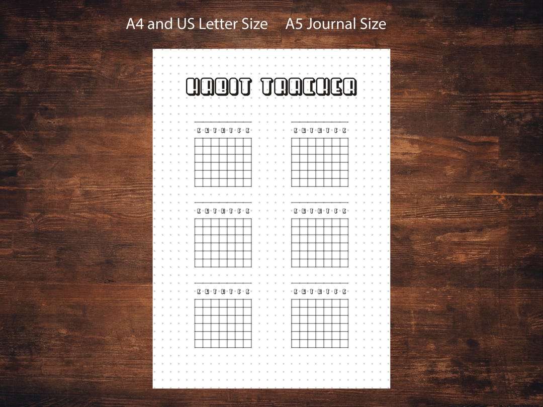 Habit Tracker - PRINTABLE Bullet Journal Page - A4, US Letter, A5 ...