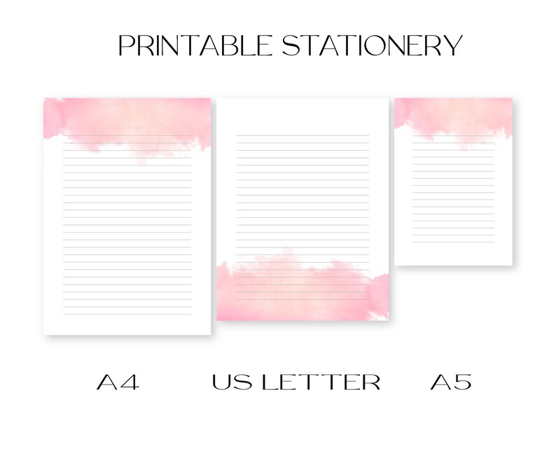 Printable Watercolor Stationery, DIGITAL DOWNLOAD, Printable Writing ...