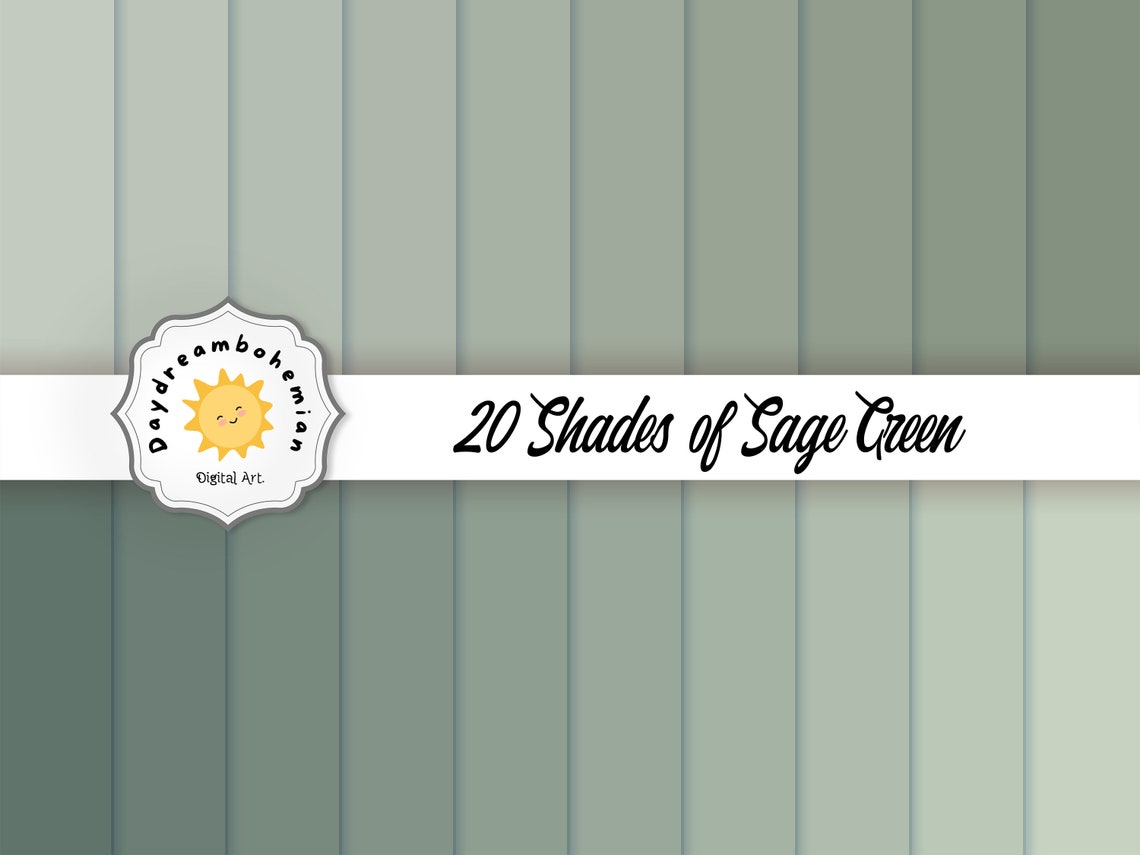 Sage Green Color Digital Paper - 20 Different Shades of Sage for ...