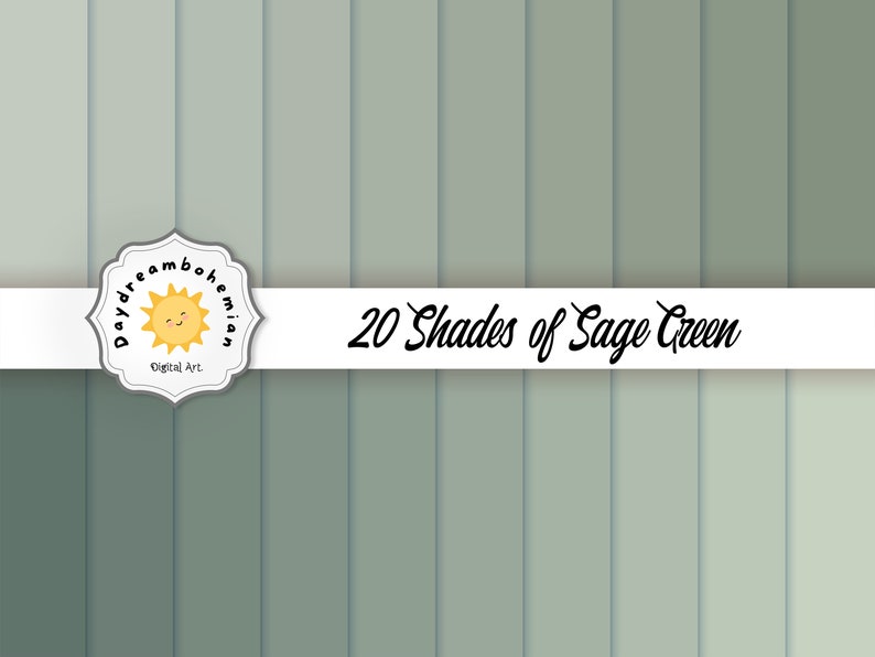 Sage Green Color Digital Paper - 20 Different Shades of Sage for ...